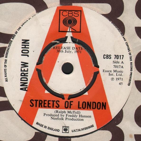 Andrew John - Streets Of London / Rick Rack, 7", (Vinyl) | eBay