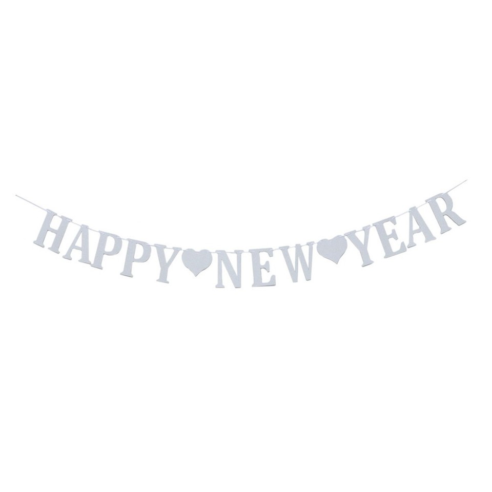 Happy New Year Banner Glitter Fashion Hanging Bunting Party Festive ...