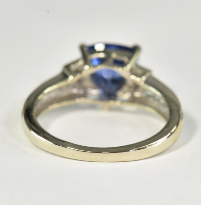 10 karat Solid Gold Trillian Shape Lab Tanzanite & Natural Diamond Ring ...
