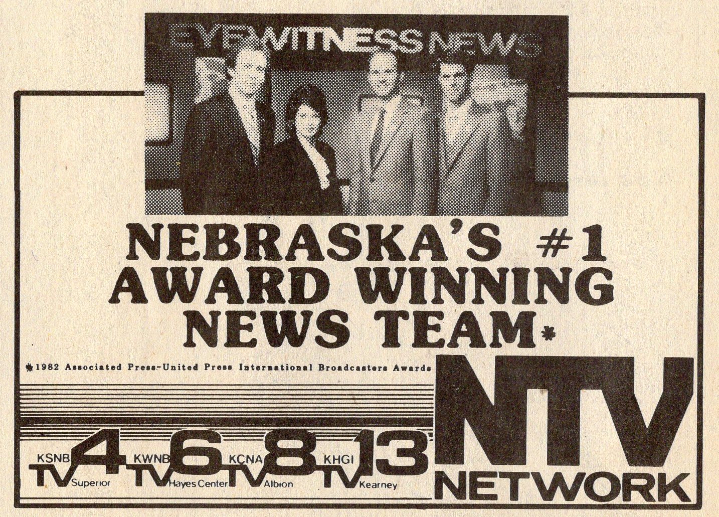 1982 NEBRASKA NEWS TV AD/KSNB SUPERIOR/KWNB HAYES CENTER/KCNA ALBION ...
