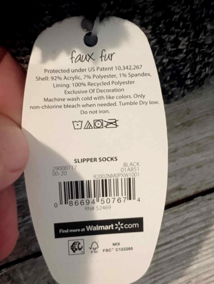 Secret Treasures Black Cat Slipper Socks Faux Fur Women's Size 4-10 | eBay