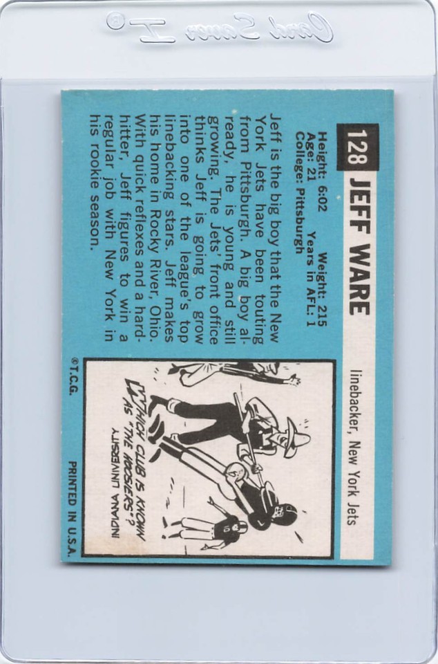 1964 Topps #128 Jeff Ware Jets NM *DA-C8253 | eBay