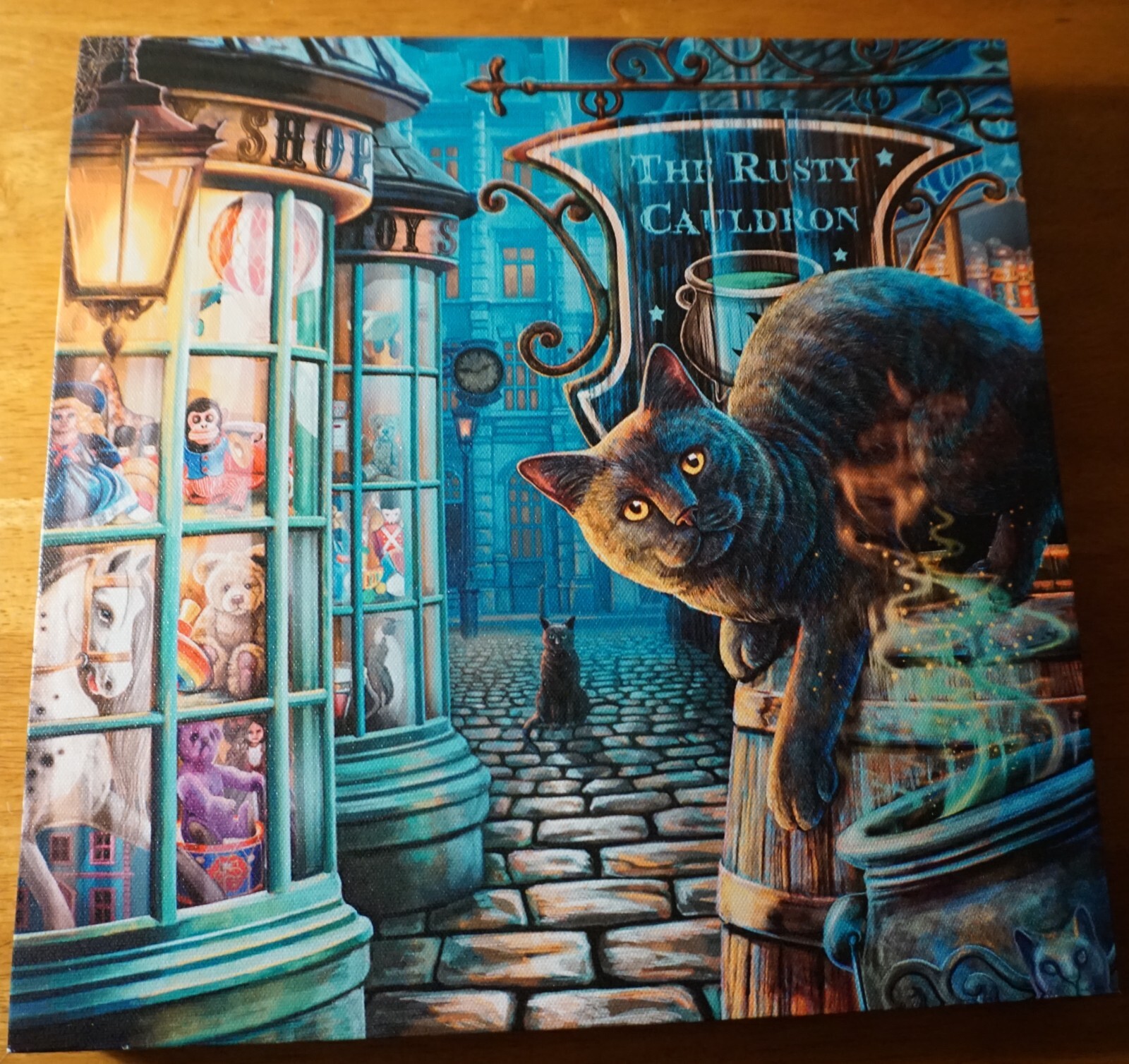 RUSTY CAULDRON BLACK CAT SIGN Vintage Warlock Primitive Witch Halloween ...