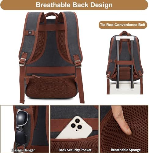 Canvas Travel Laptop Backpack for Men Women, business Work Rucksack ...