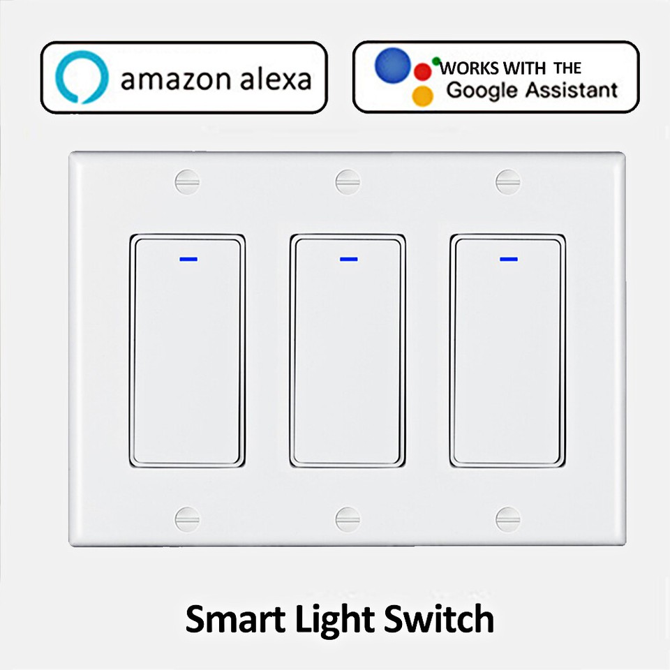 2/3 Gang Smart Light Switch Wifi Wall Touch Alexa Google Home Control ...