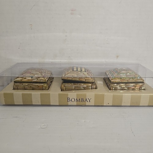 Bombay Mosaic Jeweled Rhinestone Trinket Box Jewelry Keepsake ~set Of 3 ...