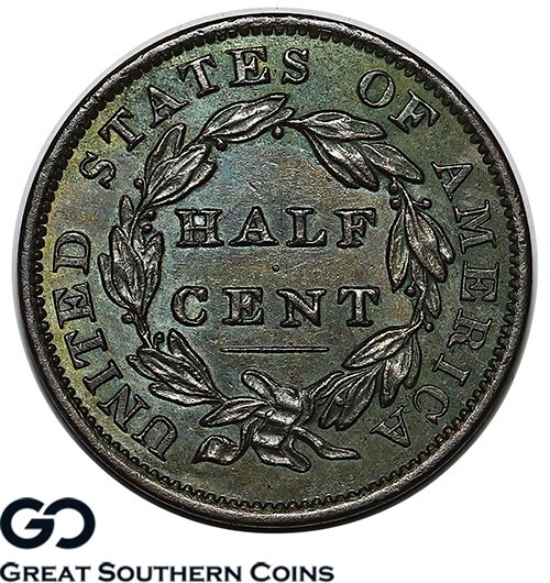 1834 Half Cent, Classic Head, Sharply Struck Choice BU Early Date ...