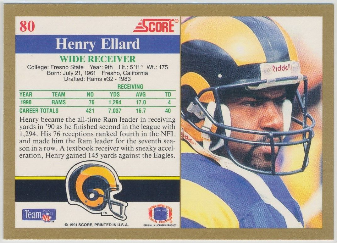 1991 Score - #80 Henry Ellard for sale online | eBay