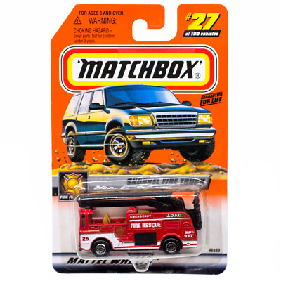 Matchbox #27 Snorkel Fire Truck Red Fire Fighters Series 2000 New On Card | eBay