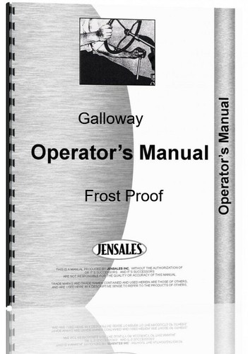 Galloway Engine Frost Proof Owners Operators Manual Parts Catalog | eBay