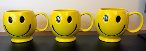 Lot of 3 Smiley Face Happy Mug From The Corner Bakery Cafe | eBay