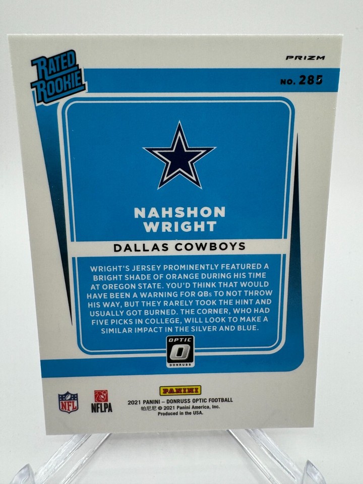 Nashon Wright 2021 Panini Donruss Optic #285 Bronze Dallas Cowboys ...
