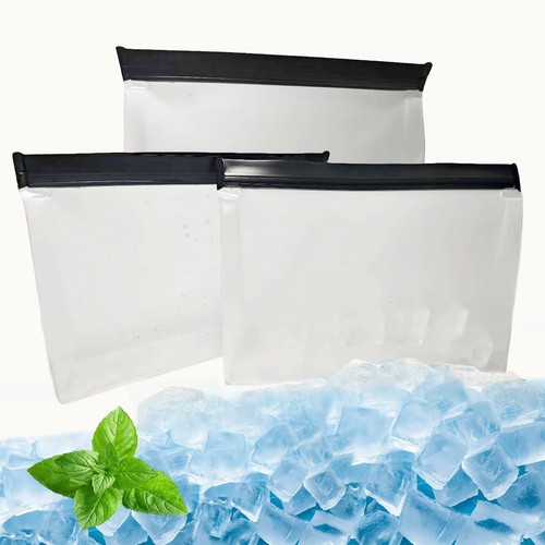 3 Pcs Reusable Ice Storage Bags with Secure Zip, 10"*7"*2.5" Ice Cube ...