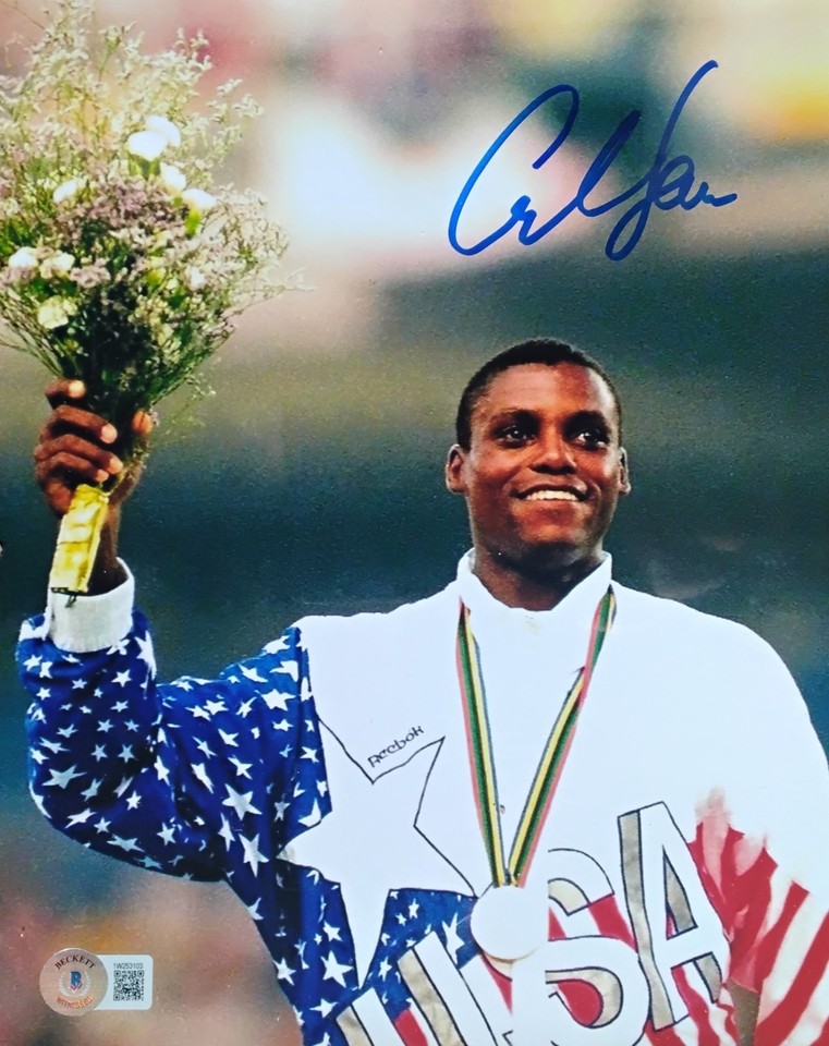Carl Lewis Beckett Witness Autographed 1992 Summer Olympics USA Gold ...