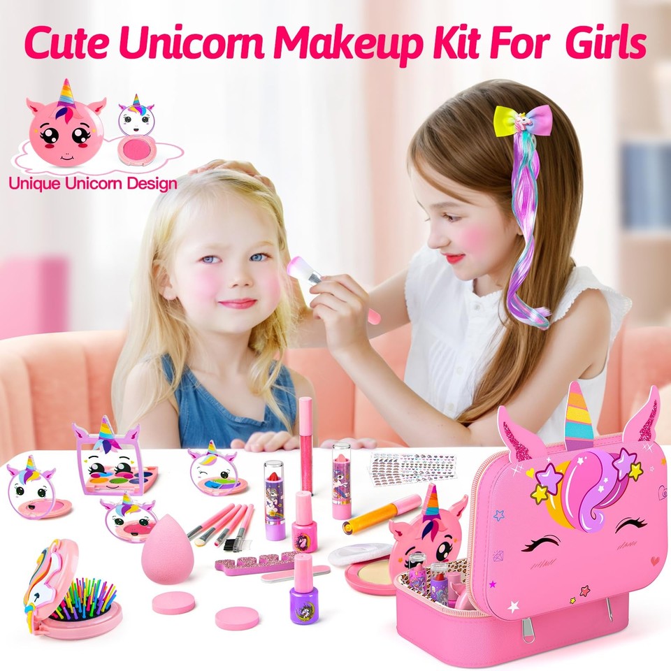Little Girls Makeup Kit, Pretend Make Up for Kids, Princess Play Makeup ...