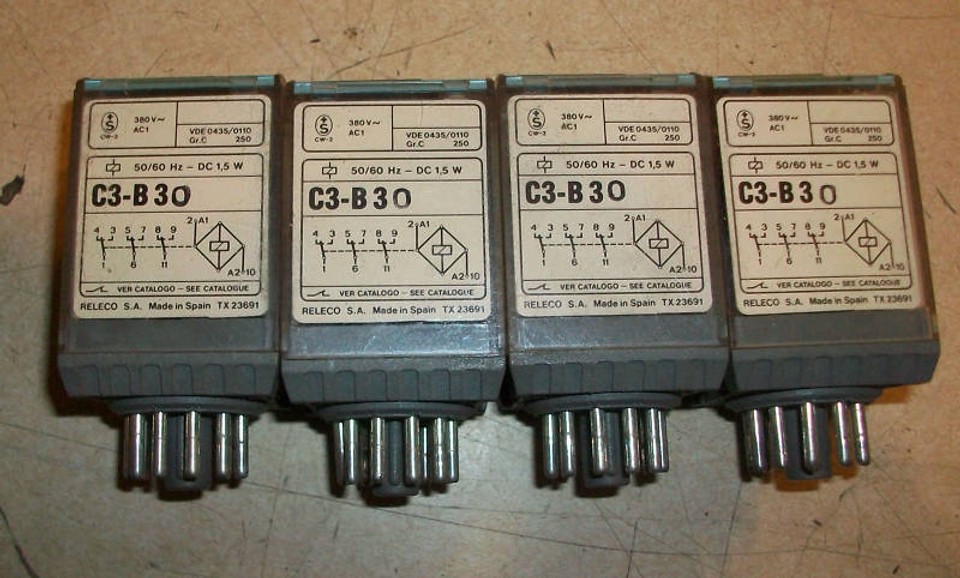 4pc Turck Relay C3-B30 6v AC/DC coil 3 pole 11 pin | eBay