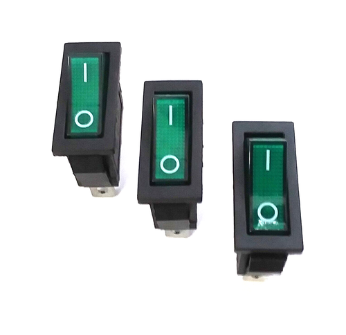 3 Marine Grade BBT 12 volt Lighted Green on/off Snap-In Rocker Switches ...