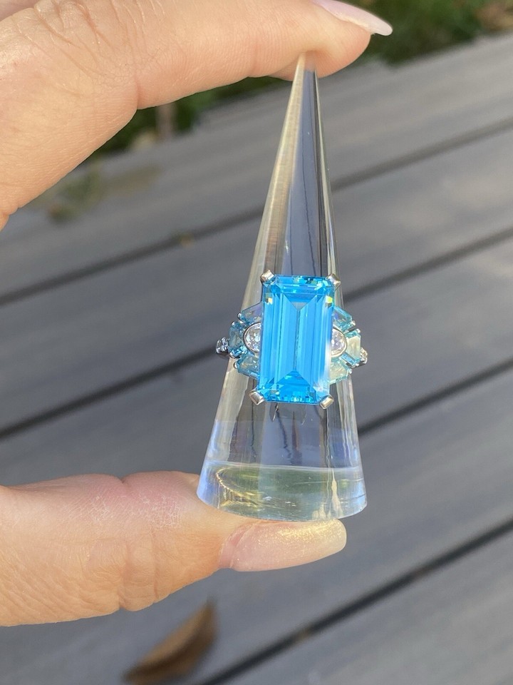 Jean Dousset Sterling Silver Absolute & Simulated Blue Topaz Cathedral ...