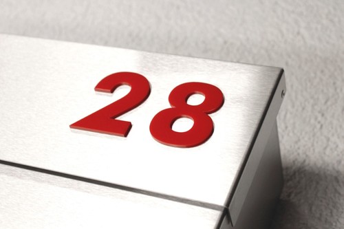 Hausnummer rot Briefkasten Haustür Sprechanlage 65 mm hoch 0-9 a b c d ...