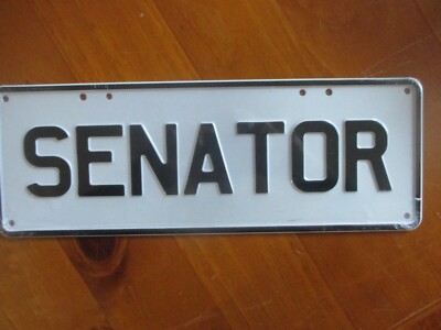 SENATOR (Holden) NUMBER PLATE Black / white embossed number plate ...