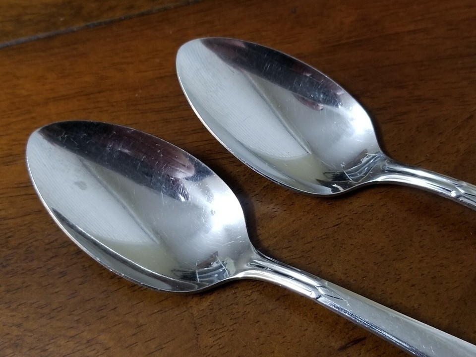 2 Engraved PAN AM Airlines flatware SPOONS Oneida Oneidacraft Deluxe ...