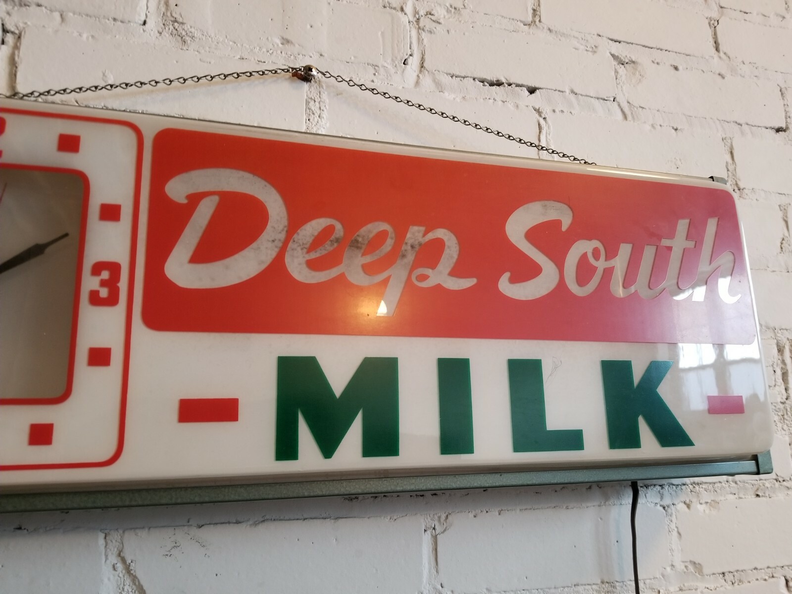 Vintage Deep South Milk Lighted Clock Promotional Advertising Sign ...