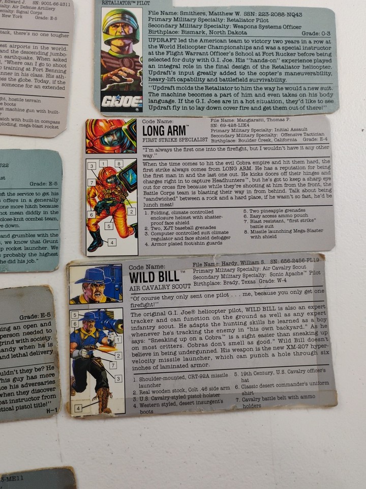 GI Joe Vtg Vintage 25 Lot Of 80s 90s ACTION FIGURE File Cards | eBay