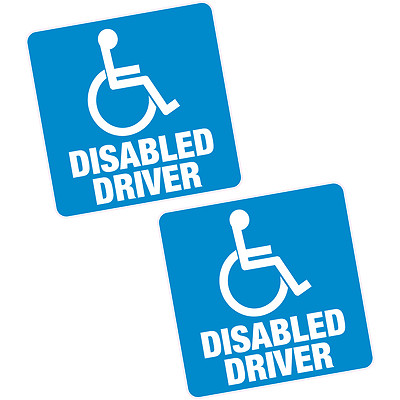 2 x Disabled PARKING Blue Badge 4" 100mm Sq. Vinyl Sticker Car Van ...