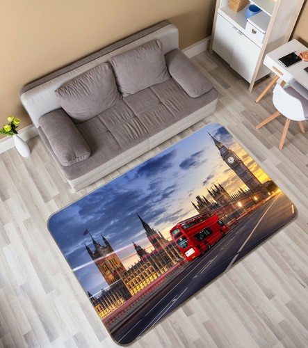 3D Red Bus Building A123 Transport Game Non Slip Rug Mat Photo Carpet ...