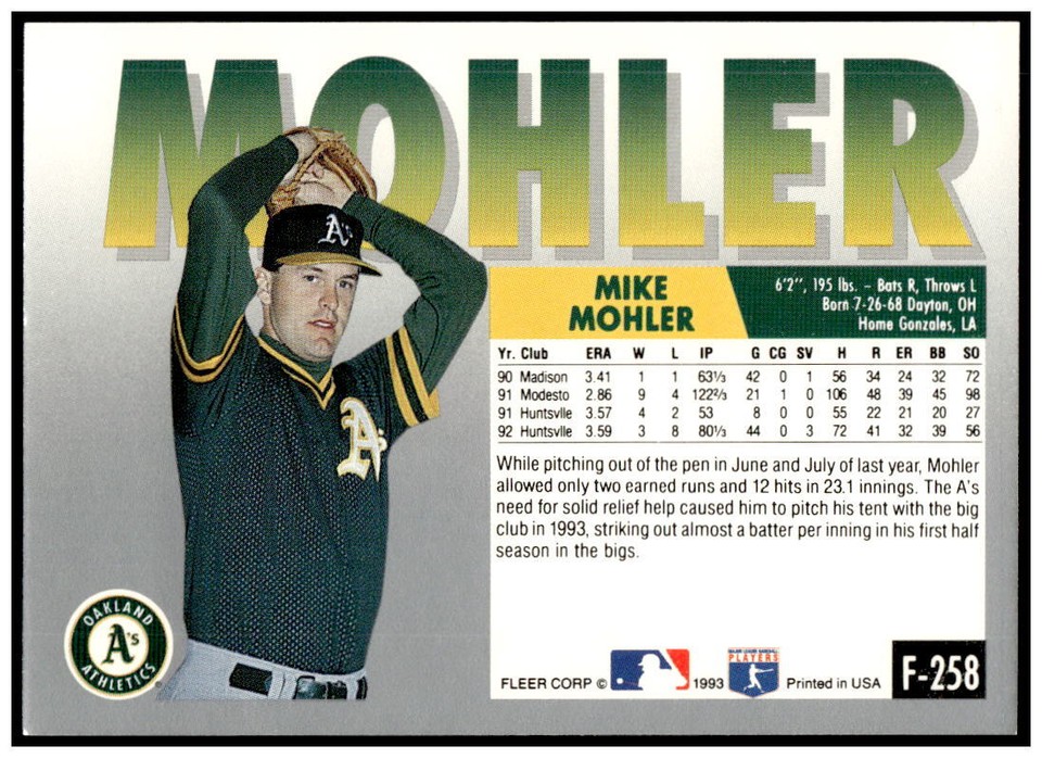 1993 Fleer Final Edition #F-258 Mike Mohler Near mint or better | eBay