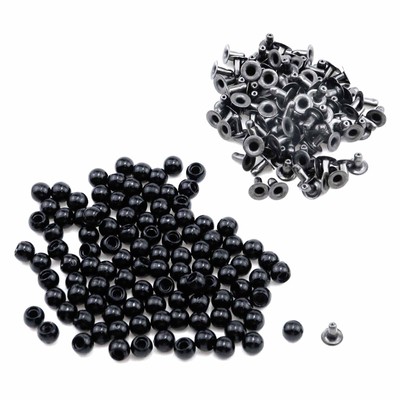 100 Set Pearl RivetHalf Hole Imitation Pearls Rivets StudsBlack Pearl ...