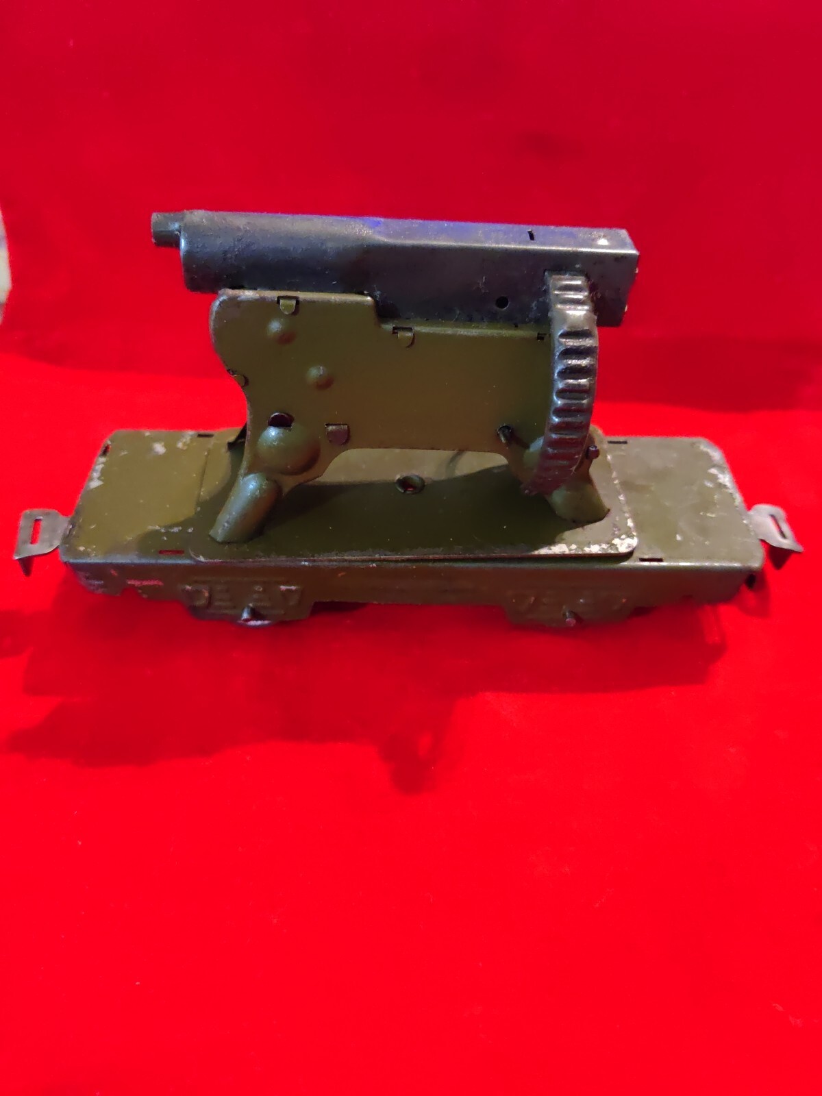 Marx O-Gauge Prewar Train 4-Wheel OD Army Machine Gun Car w/ Black ...