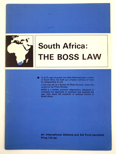 1970 South Africa BOSS Law Bureau State Security Apartheid Vintage ...