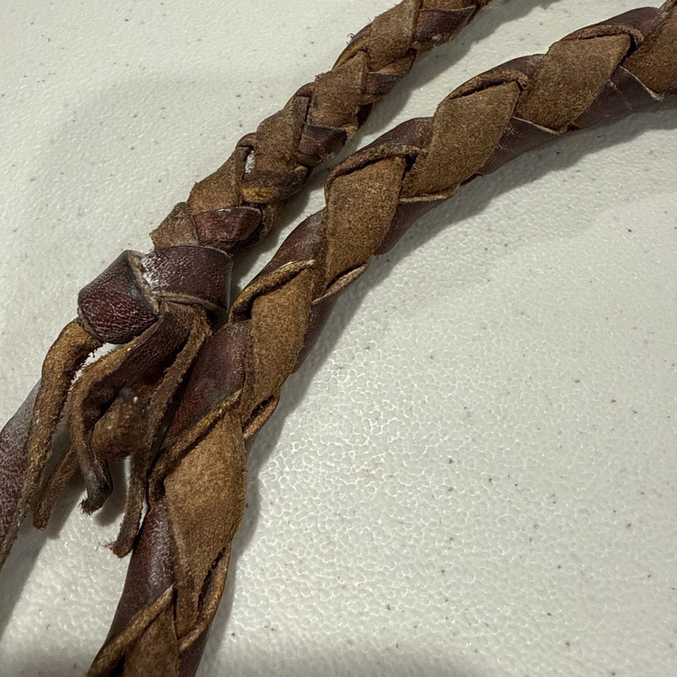 VTG 6Ft Rawhide Leather Bull Whip Braided Horse Cowboy Bullwhip Indiana ...