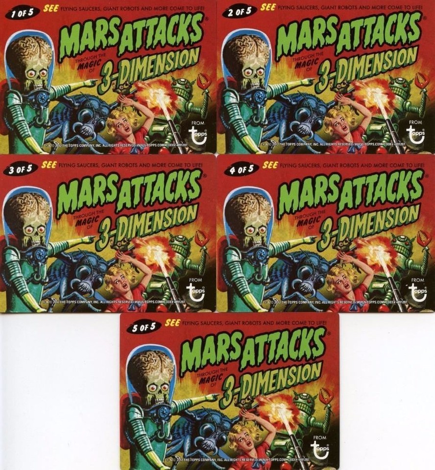 Mars Attacks 3-Dimension Chase Card Set 5 Cards | eBay