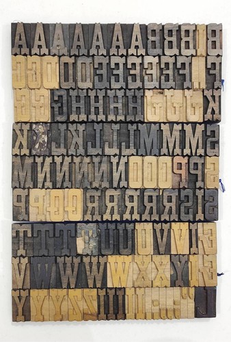 Vintage Letterpress wood/wooden printing type block typography 111pc ...