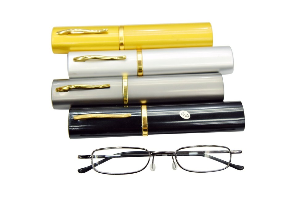 Pen Holder Grey Framed Pocket Reading Glasses with Clip on Case 3 ...