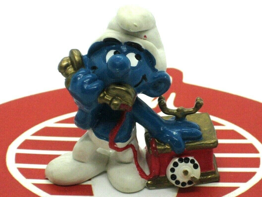 SMURFS Figurine Smurf on Phone PVC Figure SCHEILCH PEYO 1980 | eBay