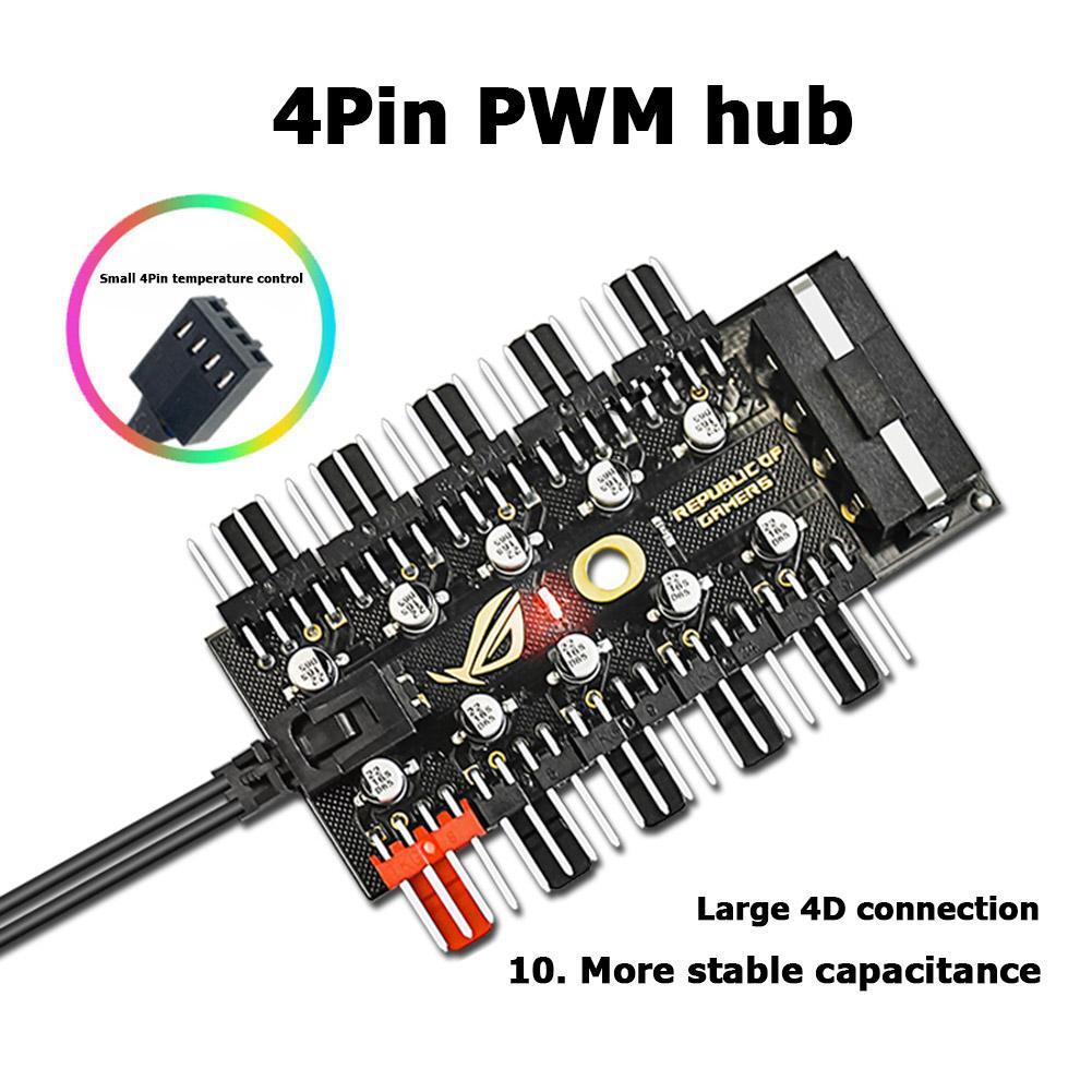 1 to 10 4 Pin PWM Cooler Fan HUB Splitter Extension Speed Controller ...
