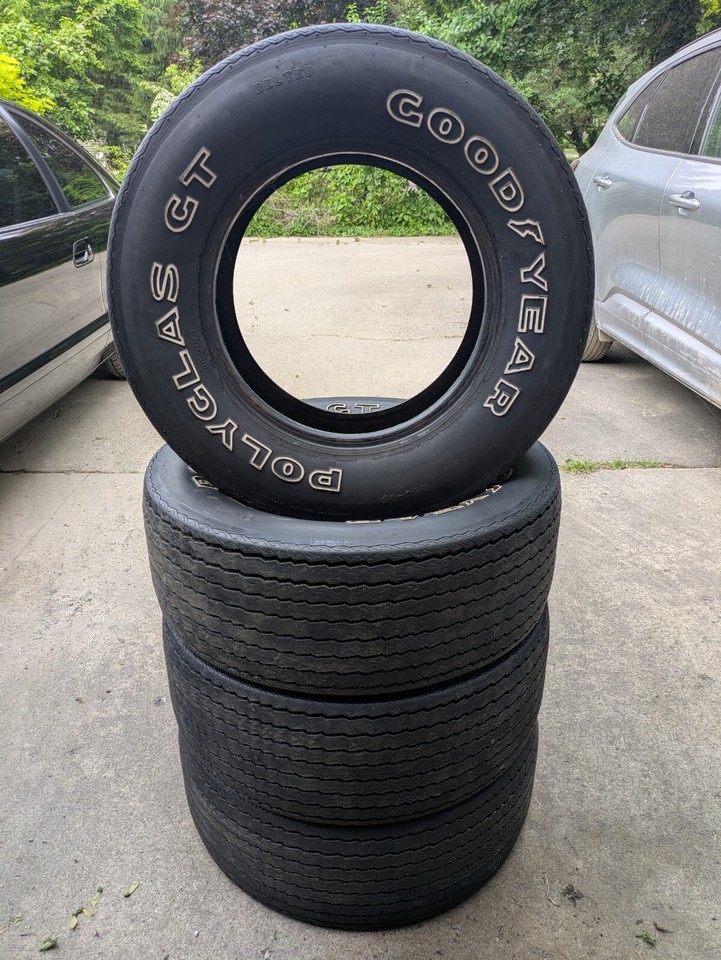Set Of Four Goodyear Polyglas "GT" G60-15 Vintage Raised OWL Tires Near ...