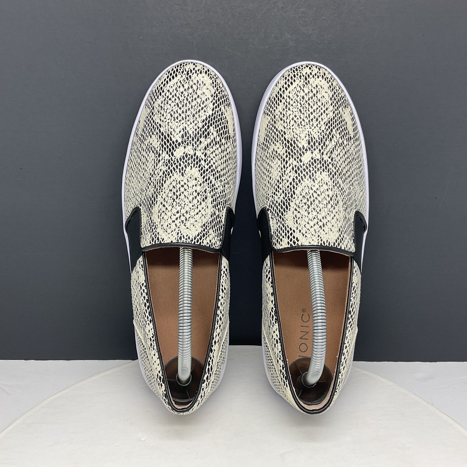 Vionic Shoes Womens 10 Demetra Snakeskin Print Leather Slip On Sneakers ...