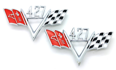 NEW Custom 427 Cross Flag Fender Emblem Set / 1960s Chevrolet Chevy ...