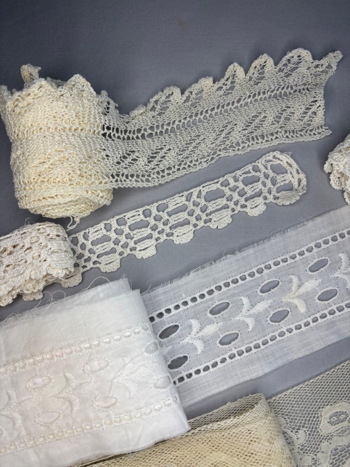 Antique Vintage Lace Trim Mixed Lot of 13 pc - Doll Restoration Sewing ...