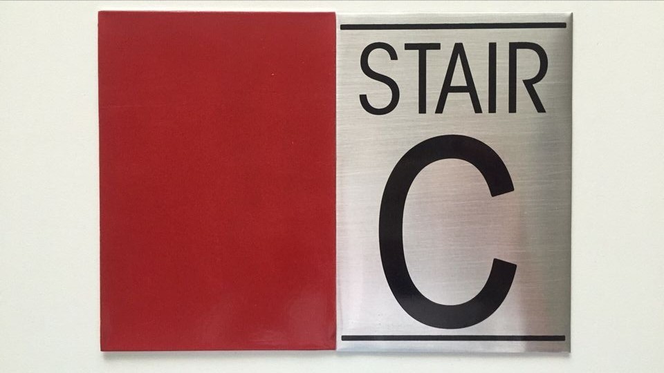 FLOOR NUMBER SIGN - STAIR C SIGN - BRUSHED ALUMINUM (ALUMINUM SIGN ...