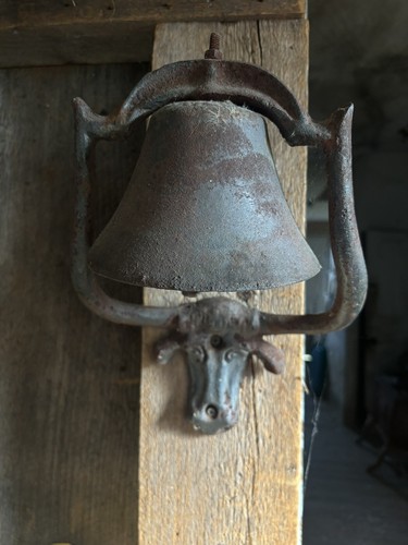vintage antique cast iron dinner bell With Cow Head | eBay