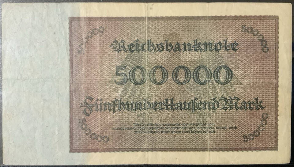 1923 GERMANY PAPER MONEY - 500,000 MARK BANKNOTE! | eBay