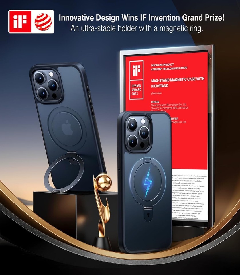 iPhone 15 Pro Max Case MagSafe Kickstand Military Grade Slim Frost ...