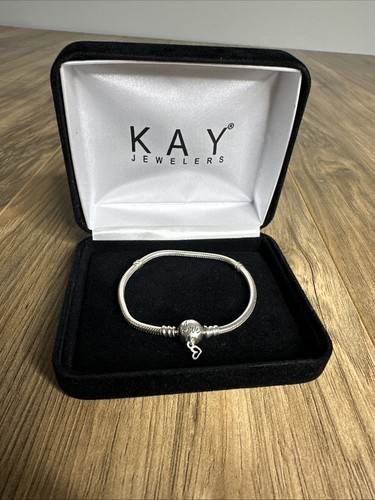 KAY Jewelers 925 Sterling Sliver Moments Halo Snake Chain Bracelet Love ...