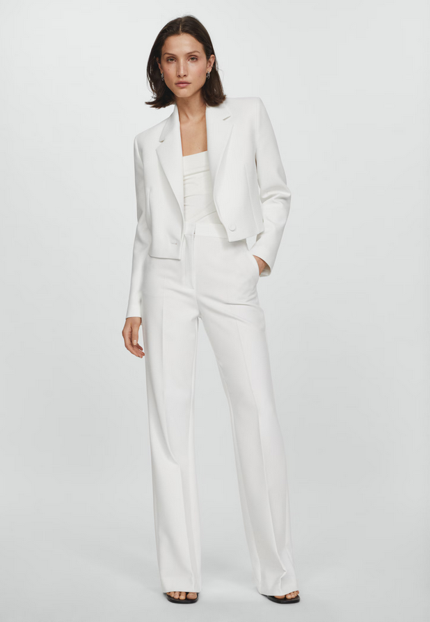 NWT MANGO MNG $90 WHITE STRAIGHT SUIT TROUSER PANTS SZ 36 US 4 | eBay