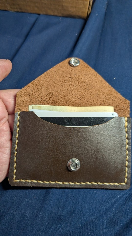 Cortez Leather Envelope Bills Card Coins Wallet Snap Button Handmade | eBay